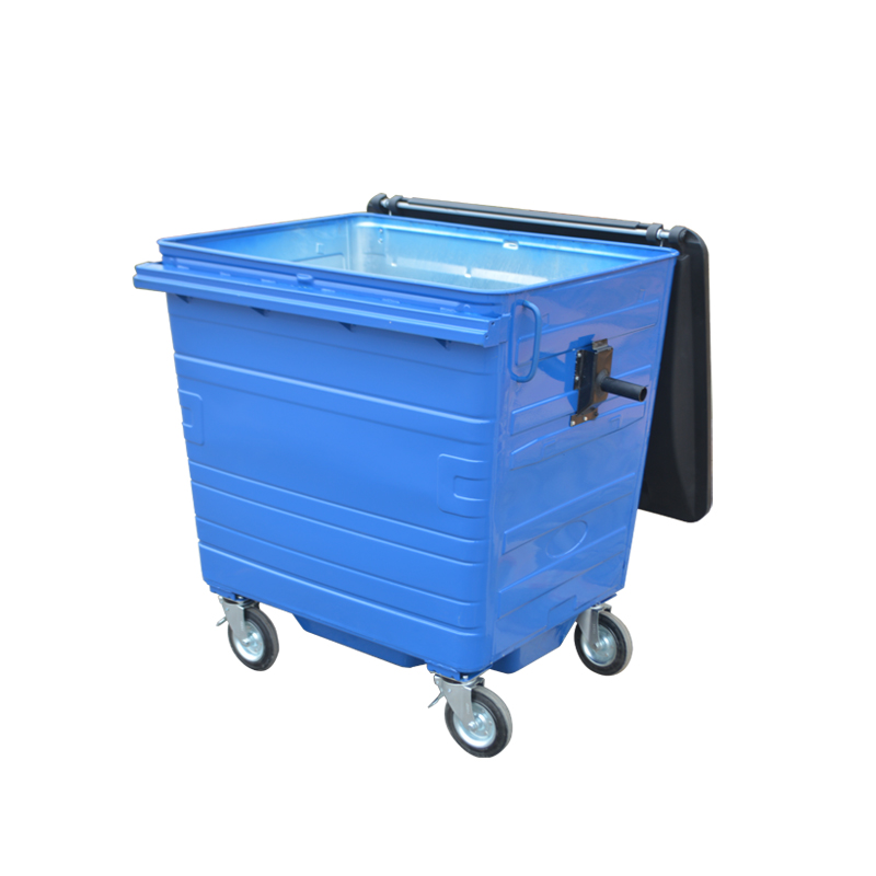 1100L 1.1CBM galvanized steel bin with plastic flat lid EN840 standard ...